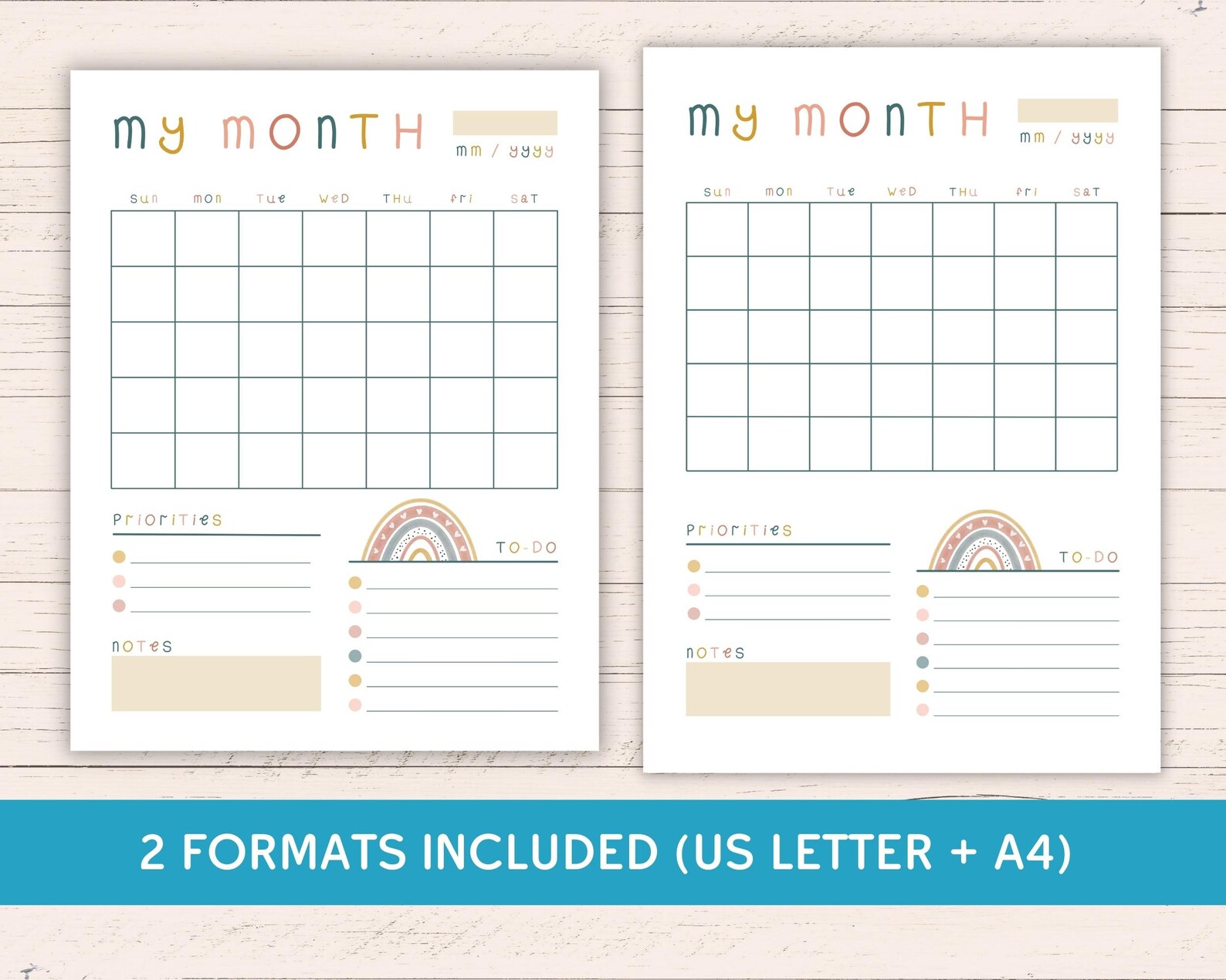 Printable Boho Daily Weekly Monthly Planner Page Bundle - Etsy