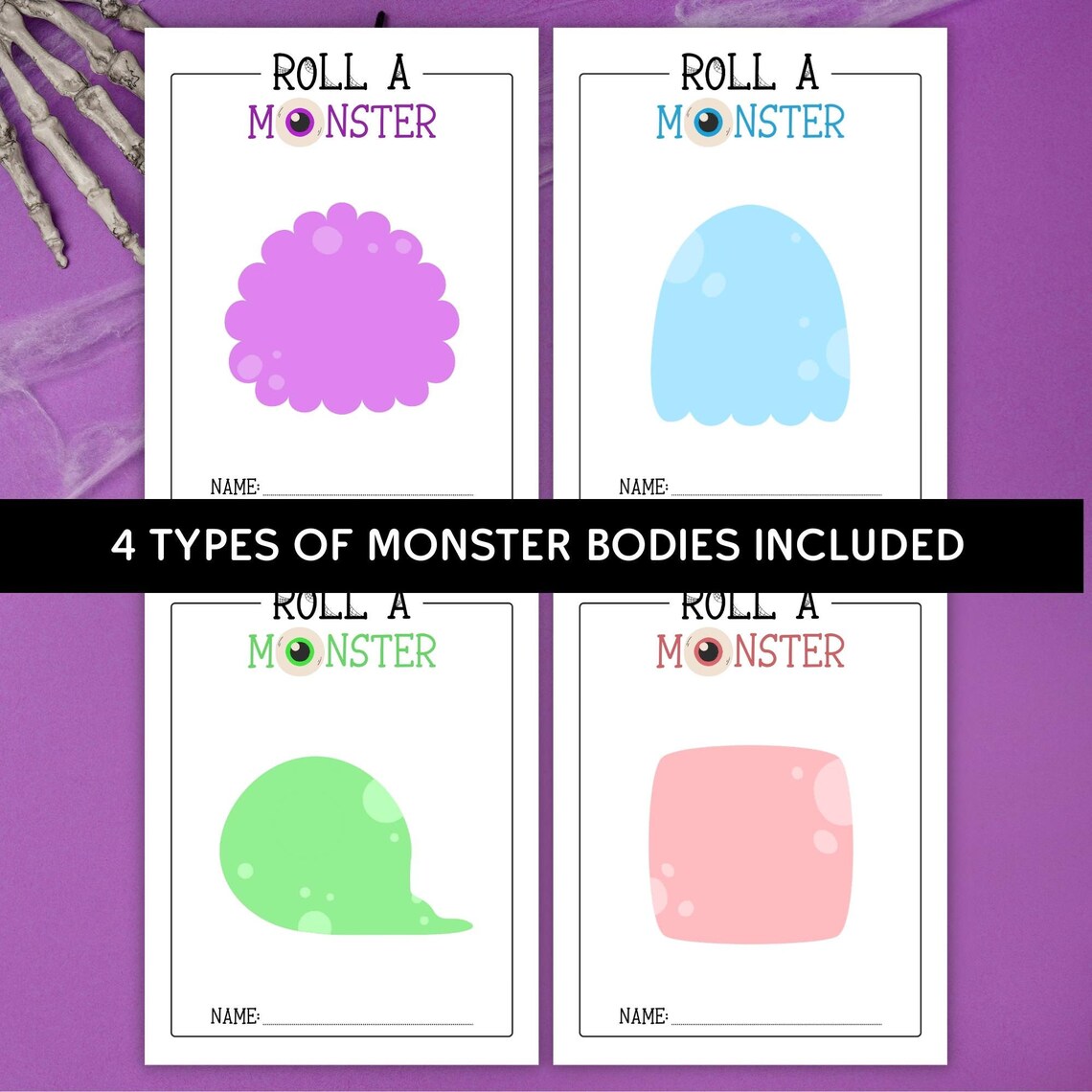 Roll a Monster Game - Printable Halloween Game - Halloween Activity for ...