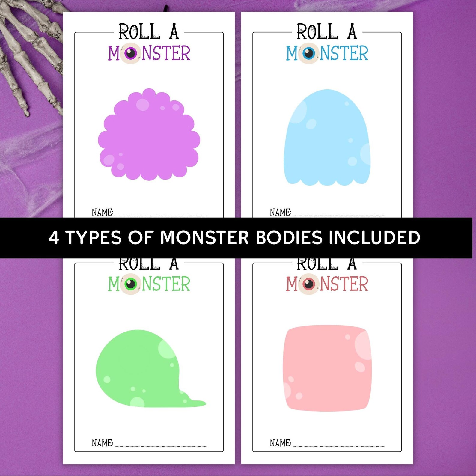 Roll a Monster Game - Printable Halloween Game - Halloween Activity for ...