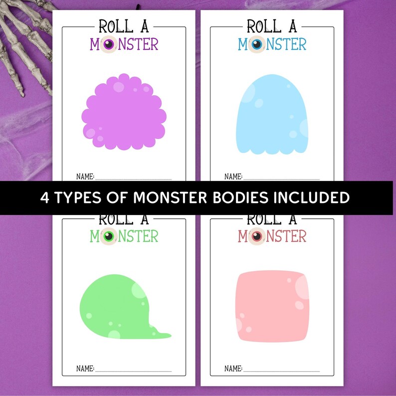 Roll a Monster Game - Printable Halloween Game - Halloween Activity for ...