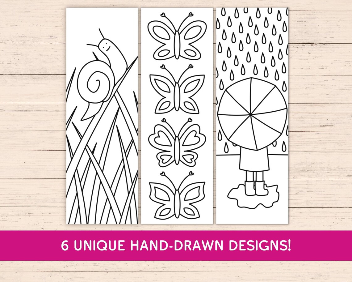Printable Spring Coloring Bookmarks Set of 6 PDF Instant - Etsy