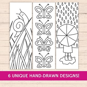 Printable Spring Coloring Bookmarks Set of 6 PDF Instant - Etsy