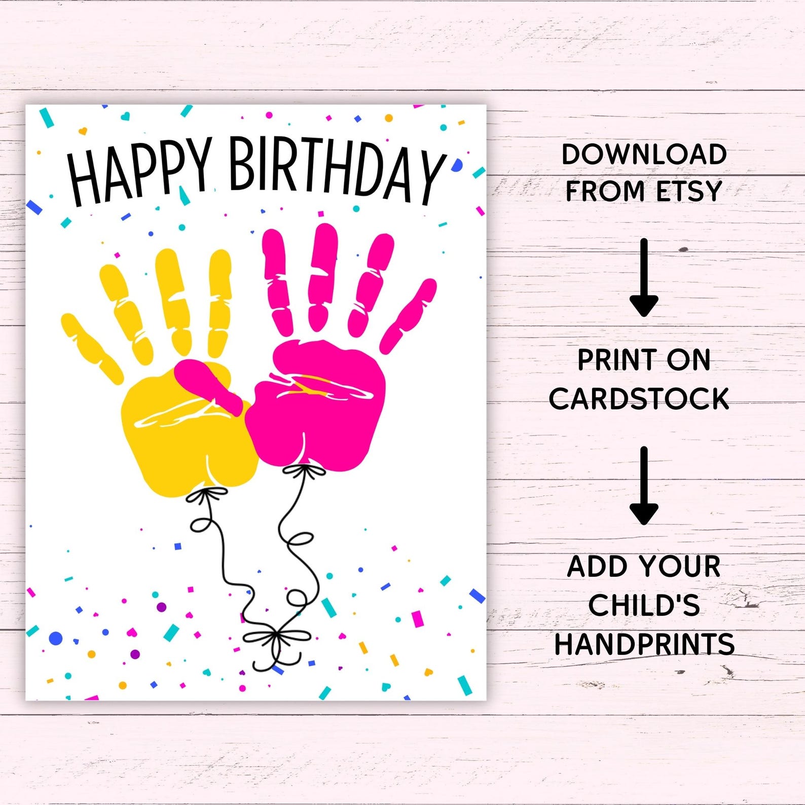 Handprint Balloon Birthday Art - Happy Birthday Handprint Art - DIY ...