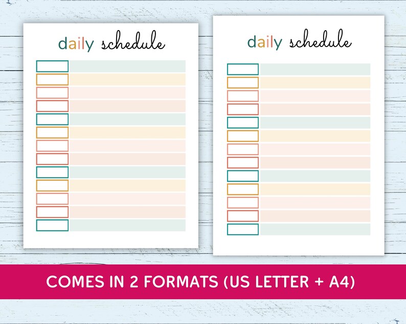 Editable Daily Schedule Template for Kids Printable - Etsy