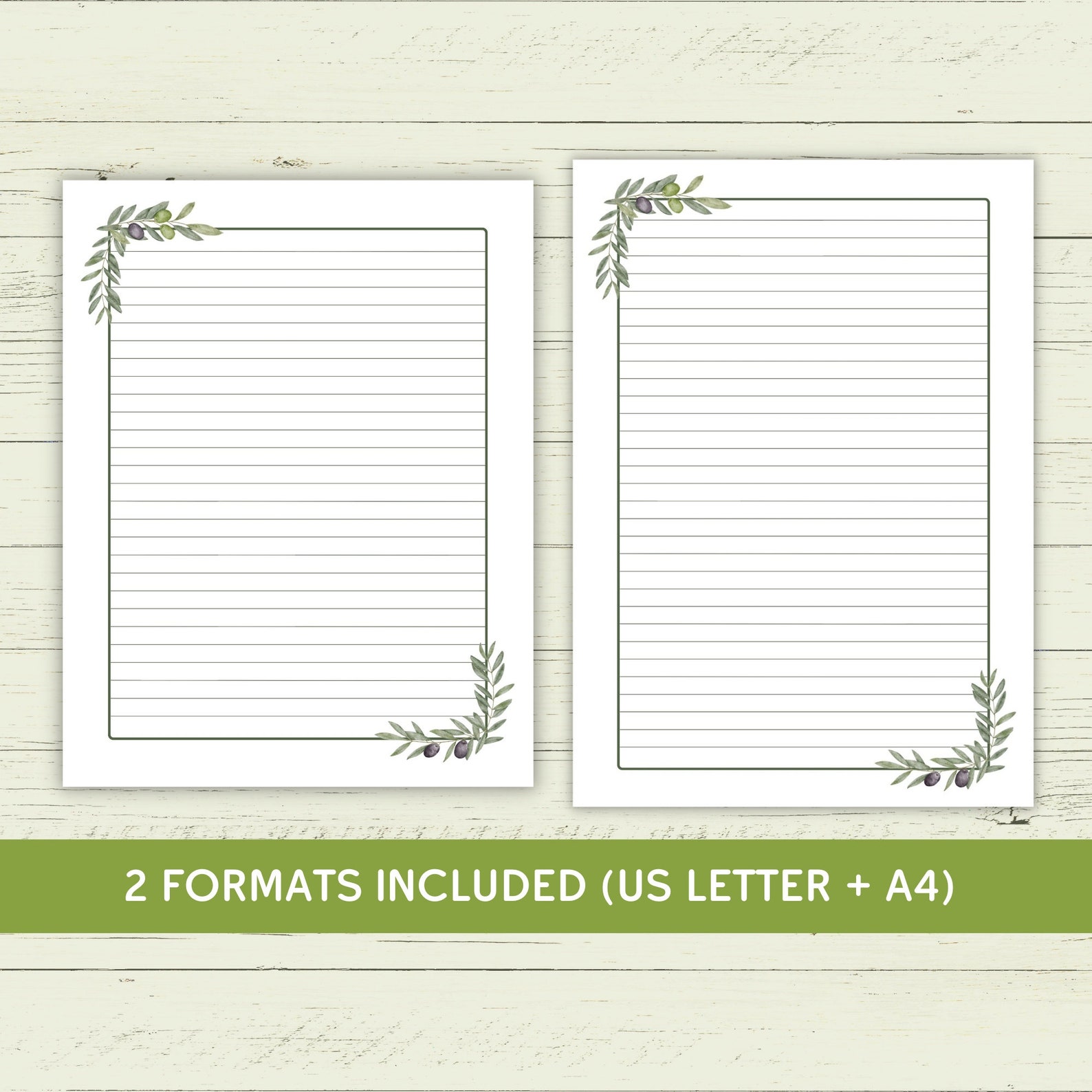 Cute Printable Olive Branch Stationery - Digital Note Paper - Instant ...