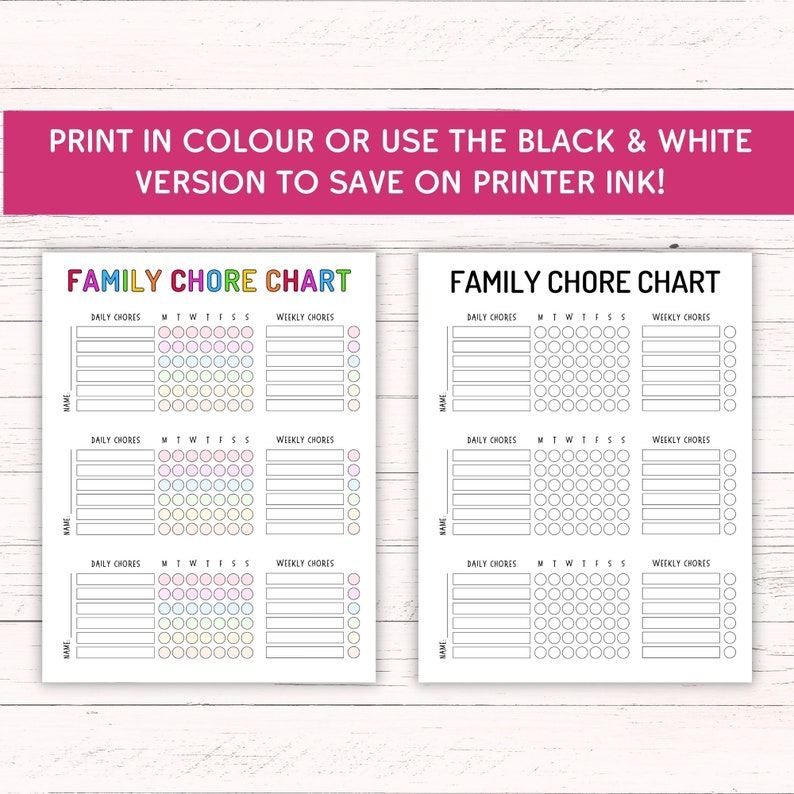Printable Family Chore Chart - Editable Chore Chart for Multiple Kids ...