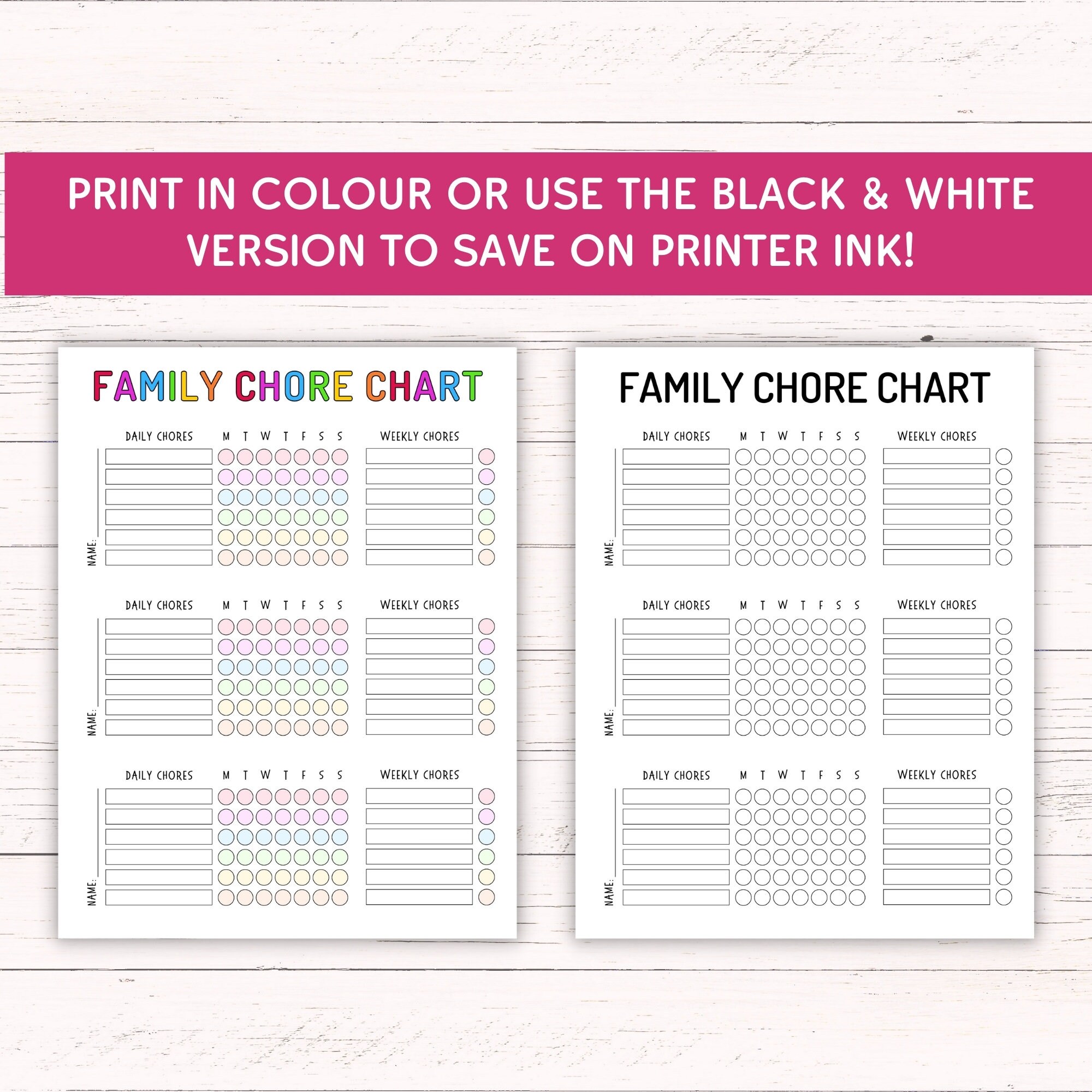 Printable Family Chore Chart - Editable Chore Chart for Multiple Kids ...
