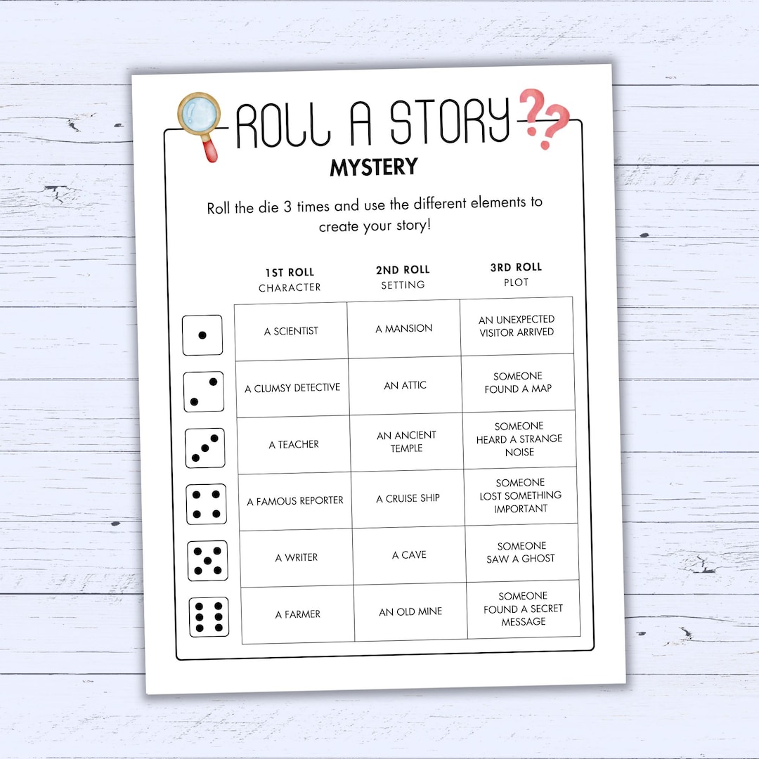 Roll a Mystery Story - Creative Writing Prompt Activity - Printable ...