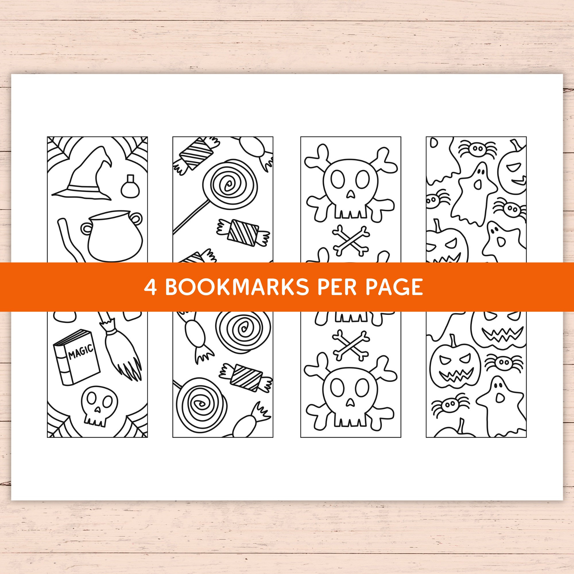 Printable Halloween Coloring Bookmarks Set of 8 PDF Instant Digital ...