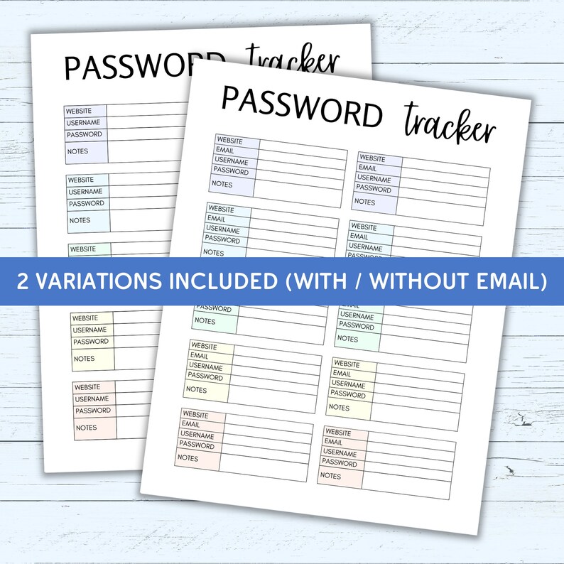 Password Tracker Printable - Fillable PDF - Password Keeper - Password ...