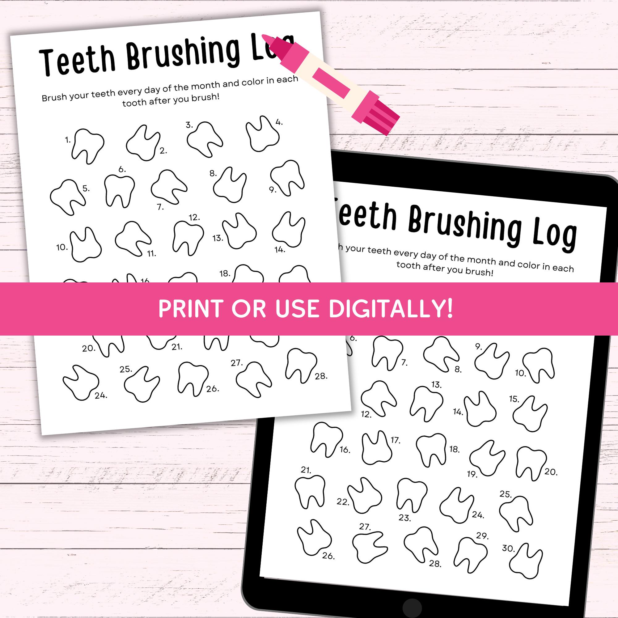 Teeth Brushing Tracker Bundle - Printable Teeth Brushing Log - Kids ...