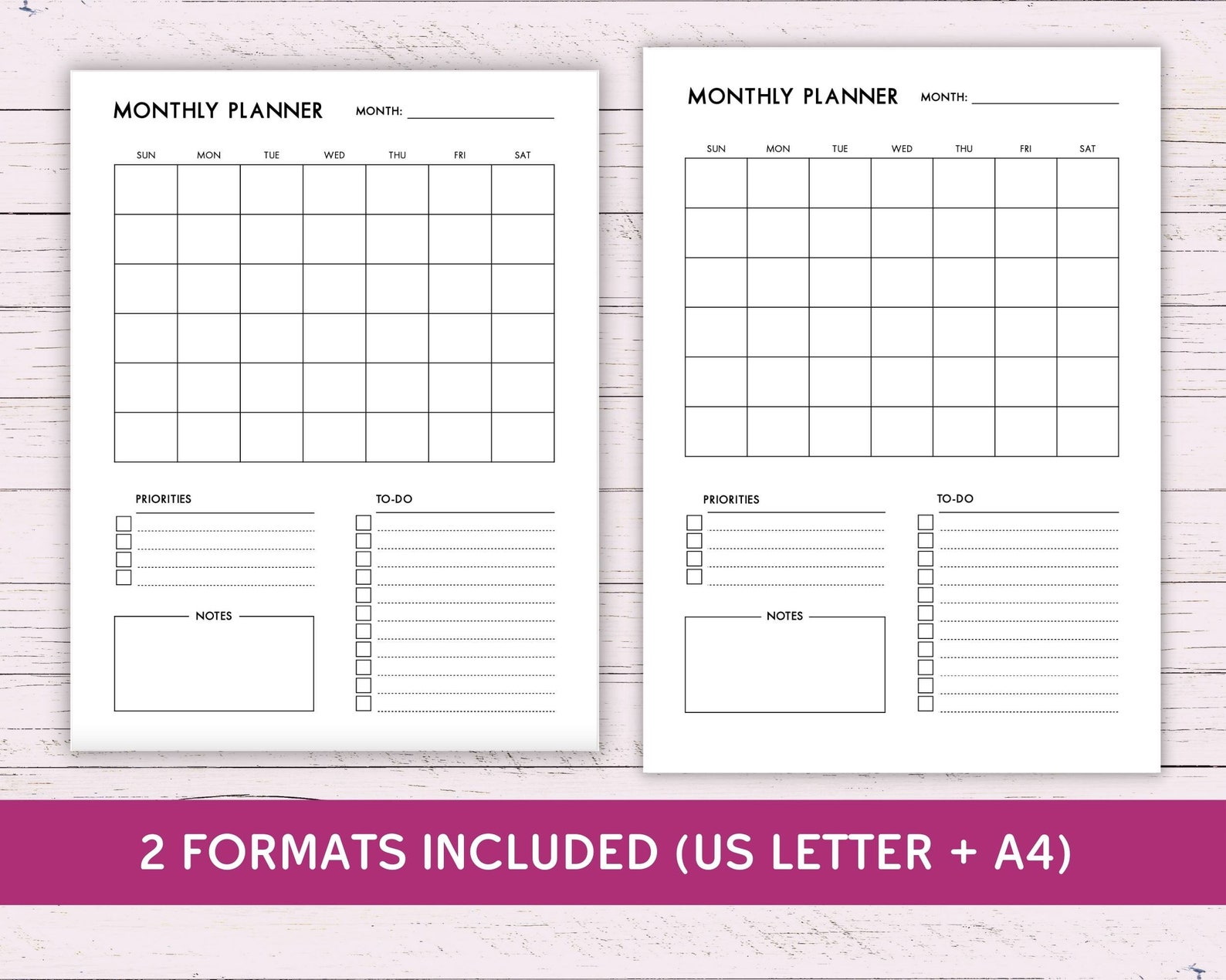 Editable Monthly Planner Instant Download Blank Fillable - Etsy