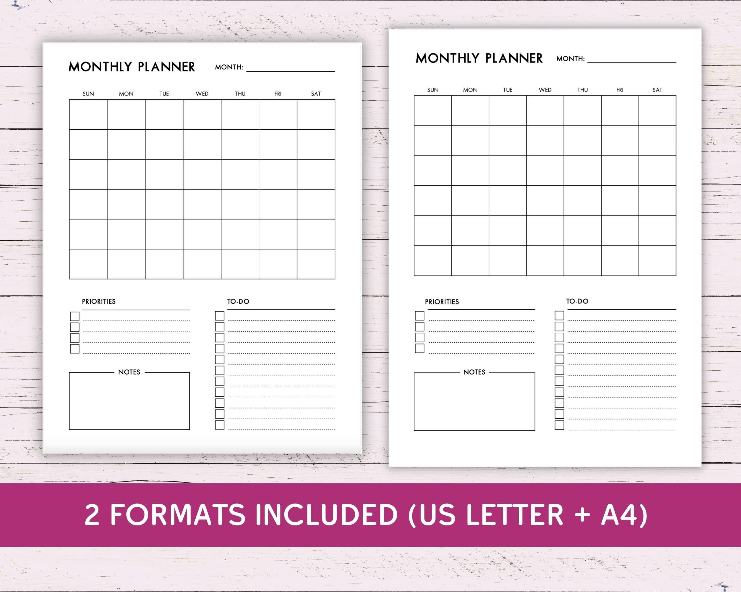 Editable Monthly Planner Instant Download Blank Fillable - Etsy