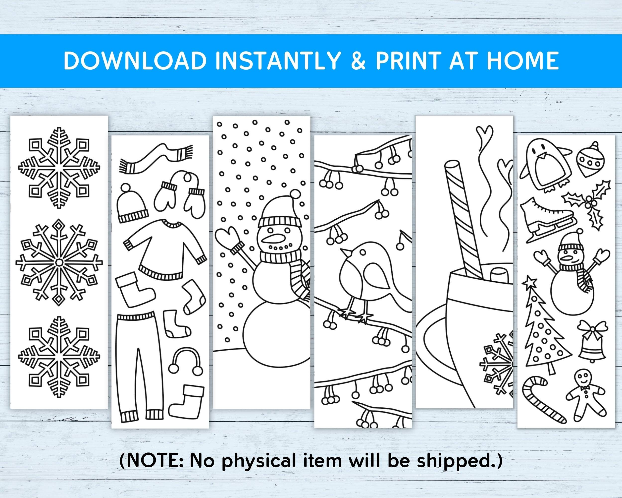 Printable Winter Coloring Bookmarks Set of 6 PDF Instant - Etsy Canada