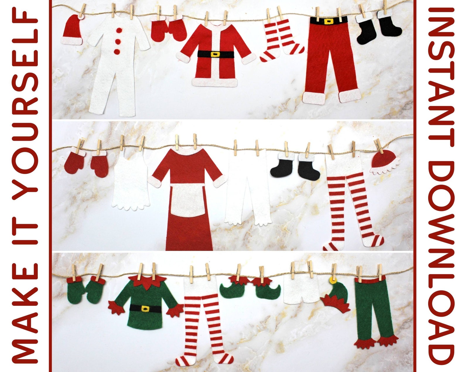 Printable Templates for Santa's Clothesline Mrs Claus - Etsy