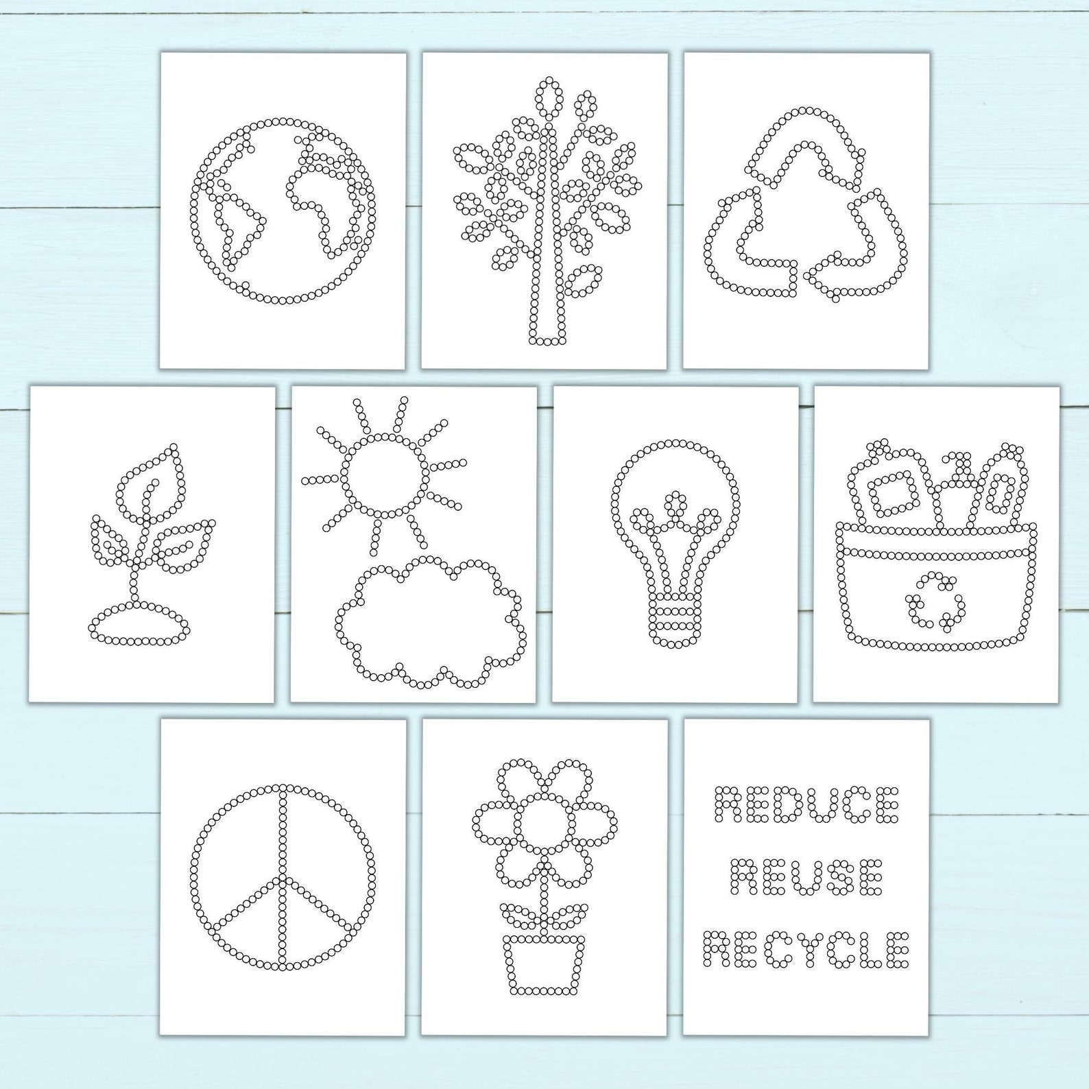 Earth Day Q-tip Tracing Sheets - Printable Preschool Worksheets for ...