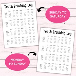 Weekly Teeth Brushing Tracker - Printable Teeth Brushing Log - Dental ...