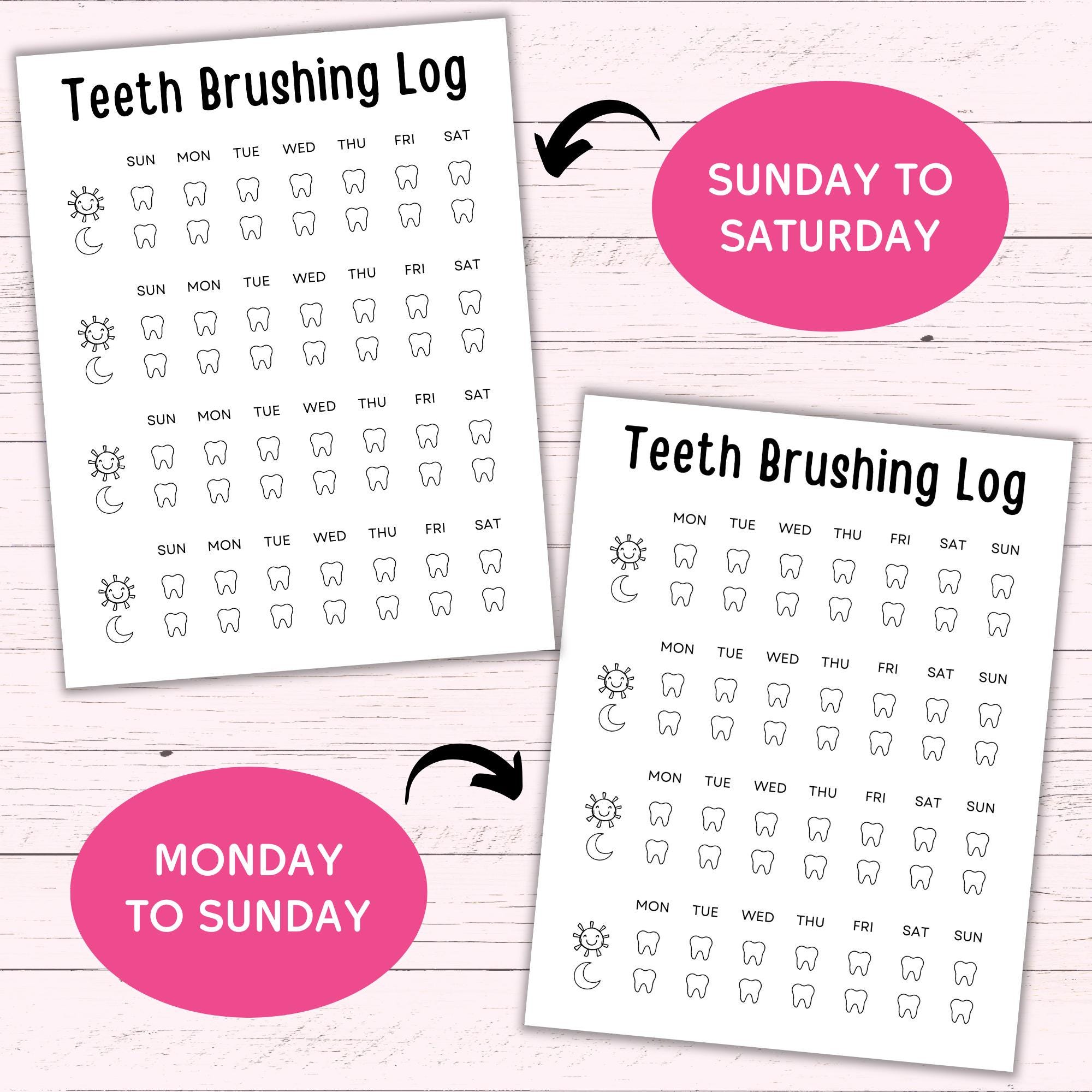 Weekly Teeth Brushing Tracker - Printable Teeth Brushing Log - Dental ...