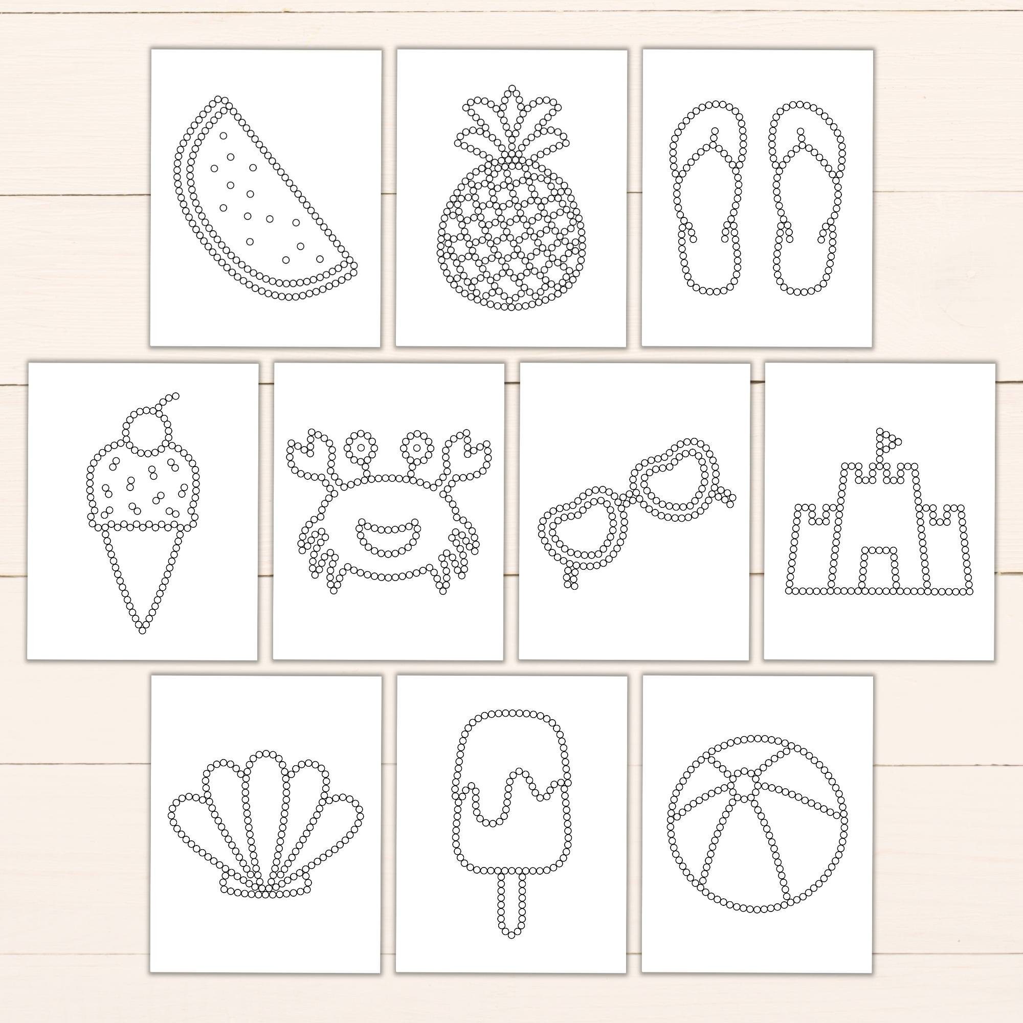 Summer Q-tip Tracing Sheets - Printable Preschool Worksheets for Fine ...