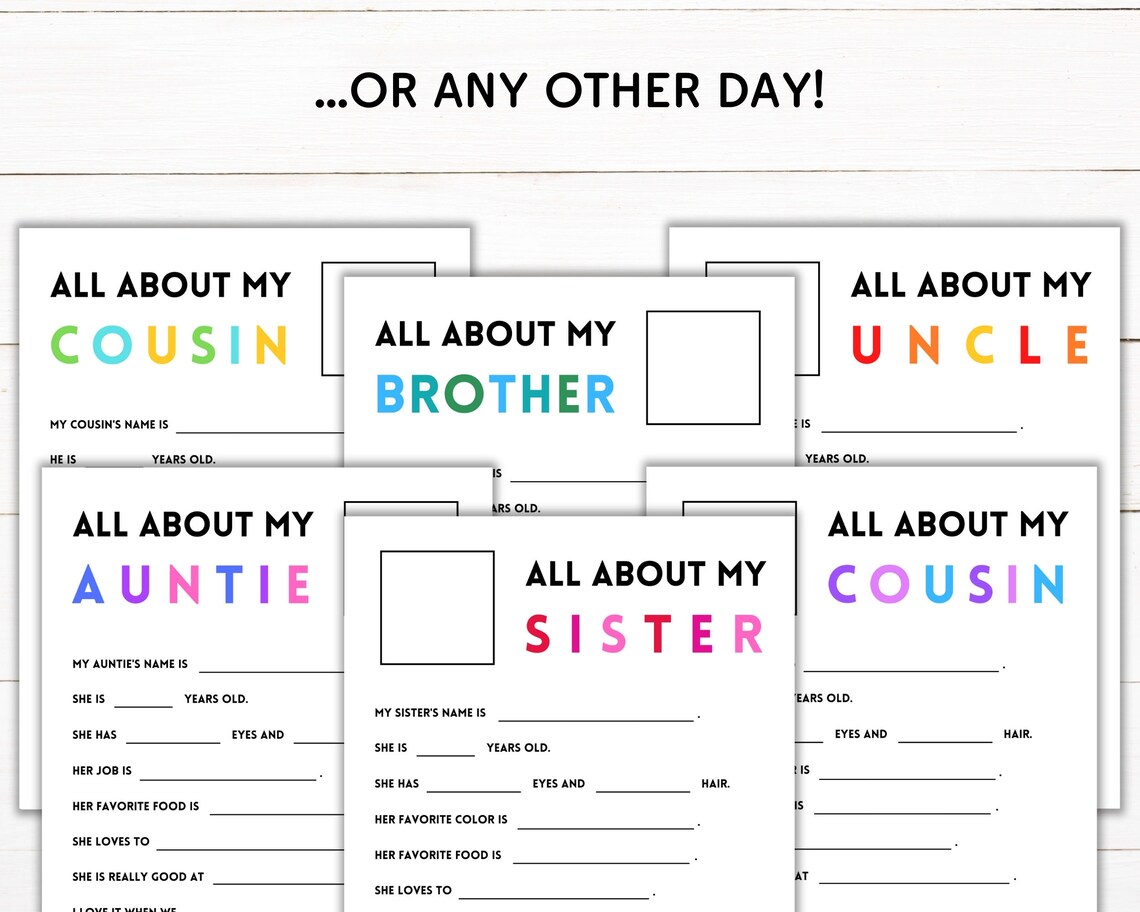Printable all About My Family Questionnaires Instant Download ...