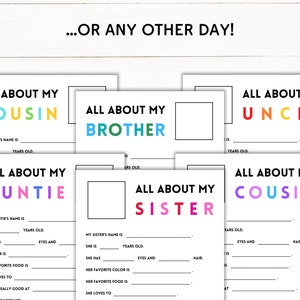 Printable all About My Family Questionnaires Instant Download ...