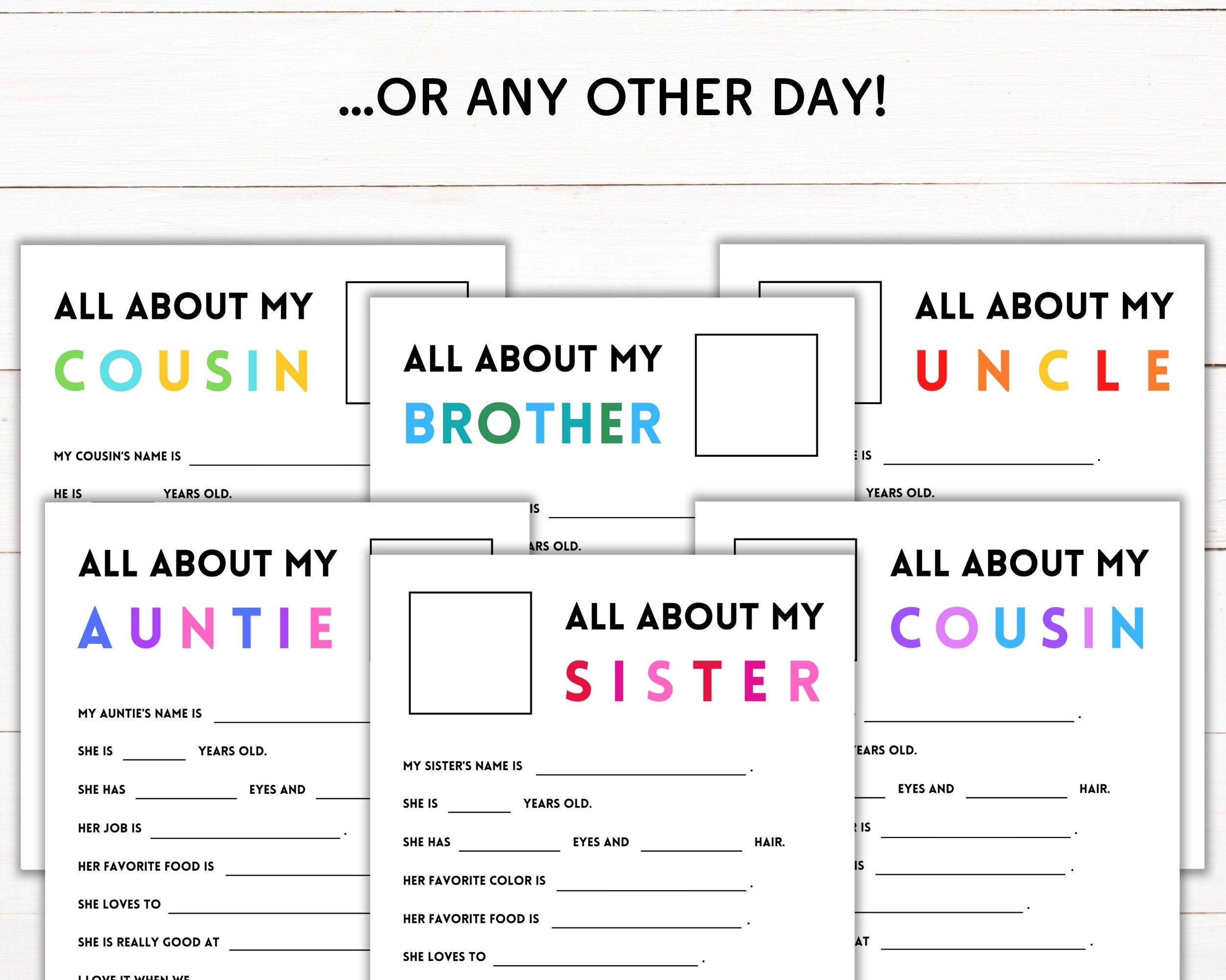 Printable all About My Family (Download Now) - Etsy