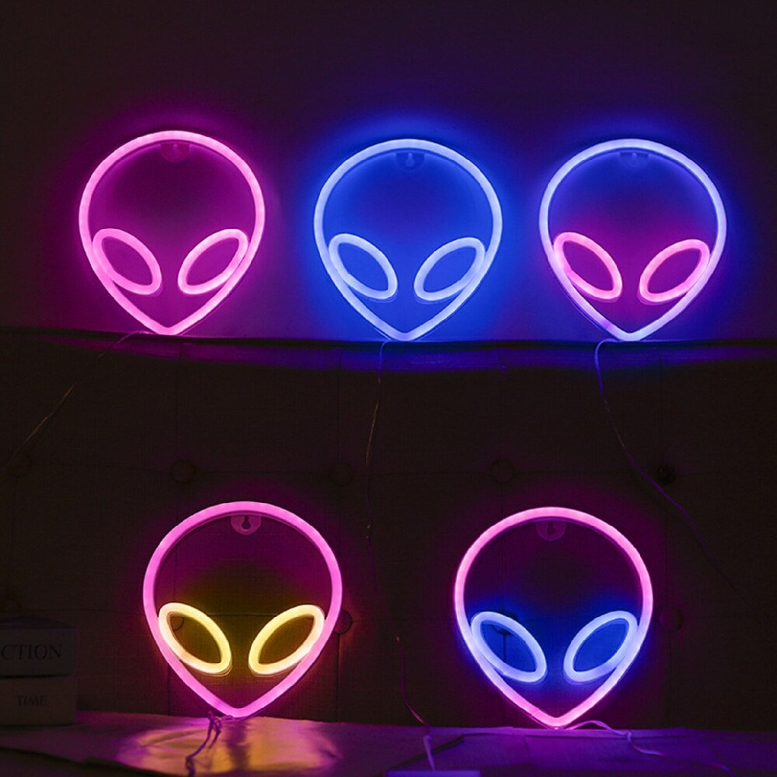 Alien LED Neon Sign / Alien Head Shaped Soft Night Light Bar | Etsy