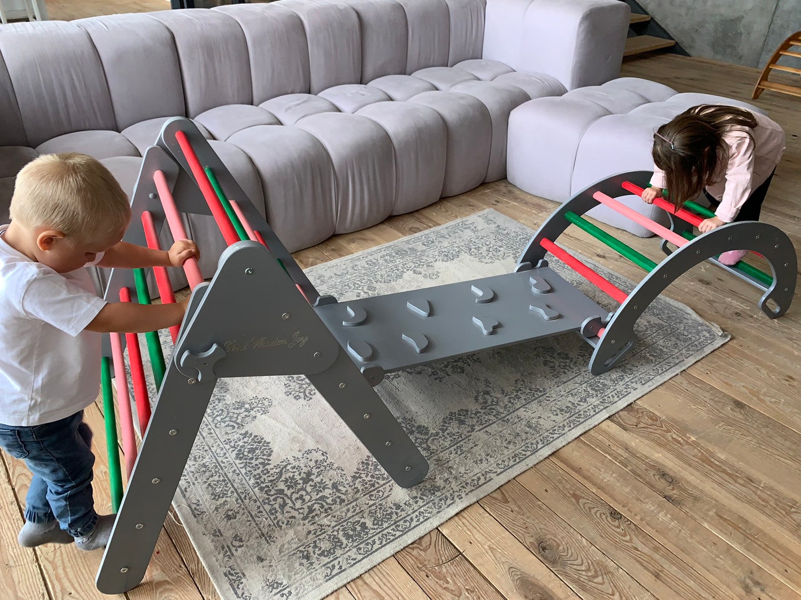 Step Triangle 2 Set of Three Items Naturalrung Rainbow - Etsy