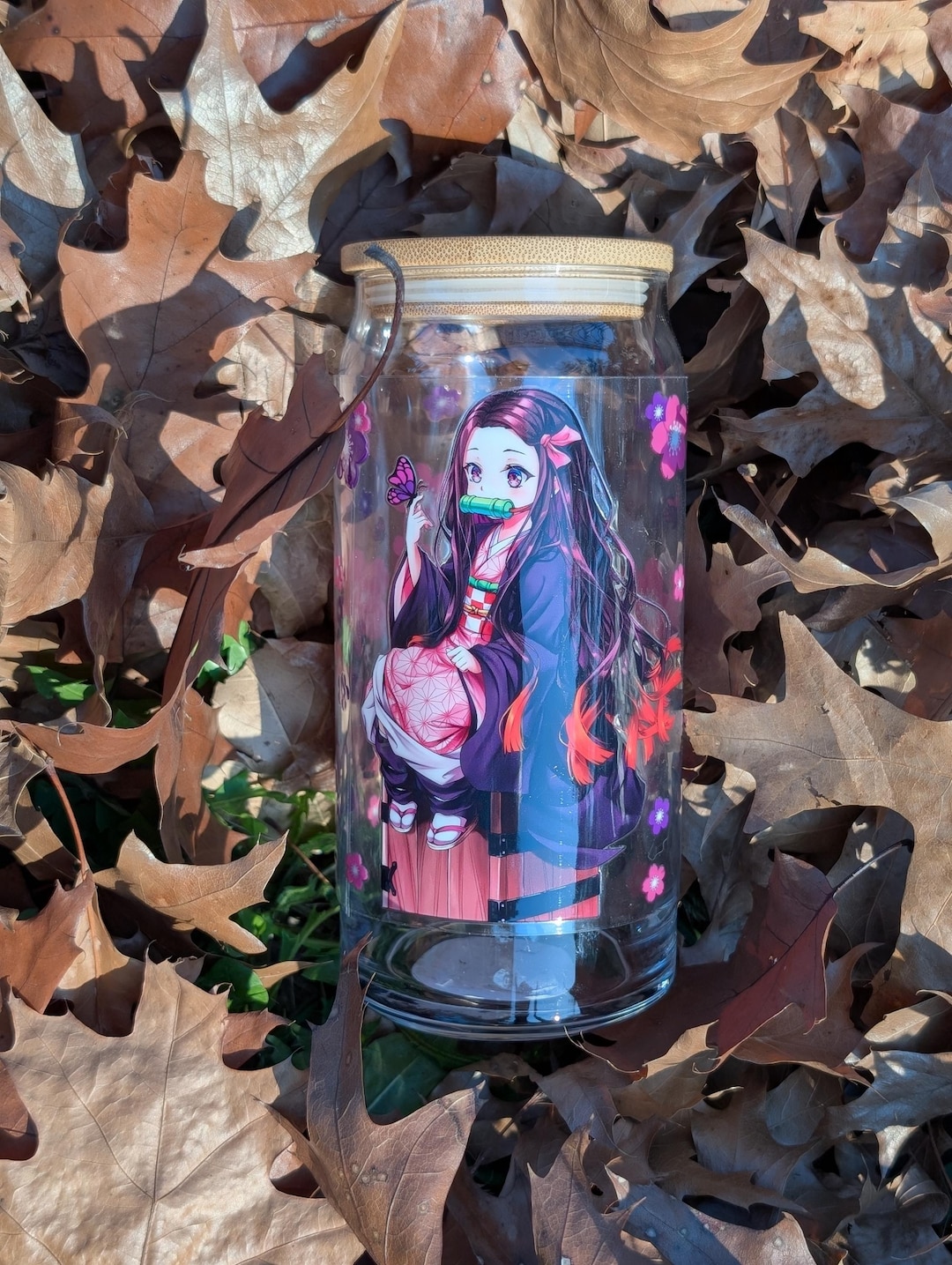 UVDTF Nezuko Cup Wrap W/ Matching Lid Design ready to Use Glass Cup ...