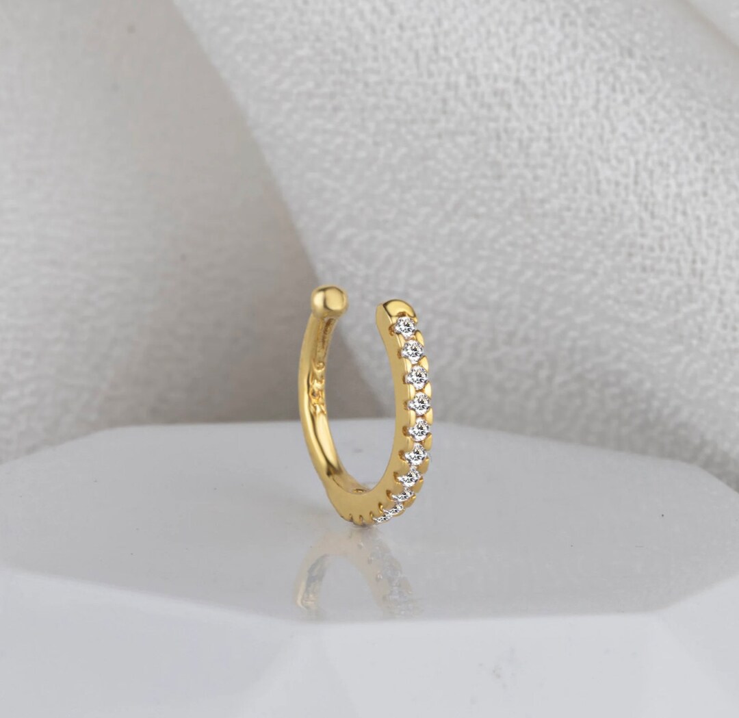 14K Solid Gold Ear Cuff, White Gold Ear Cuff, Yellow Gold Ear Wrap ...