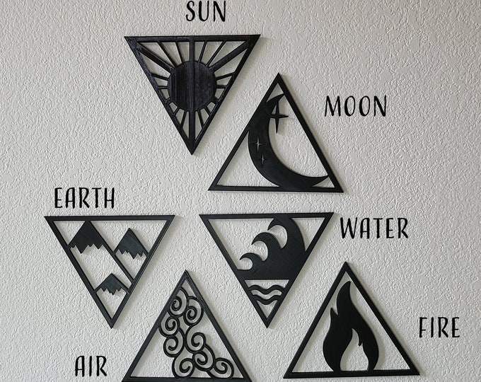 The Elements Wall Decor the Four Elements 3D Printed Elements Sun Moon ...