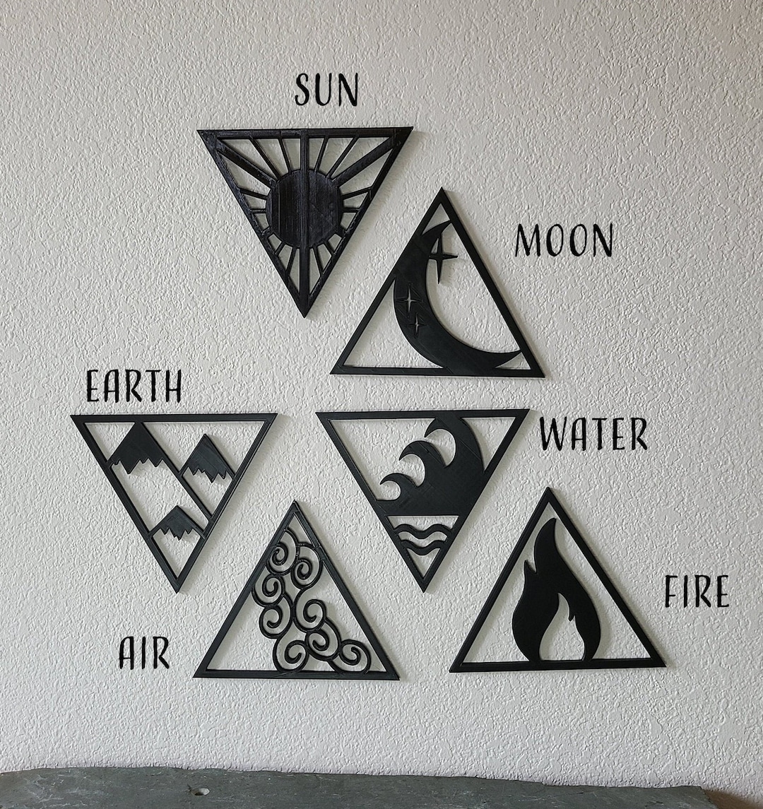 The Elements Wall Decor - the Four Elements - 3D Printed Elements - Sun ...
