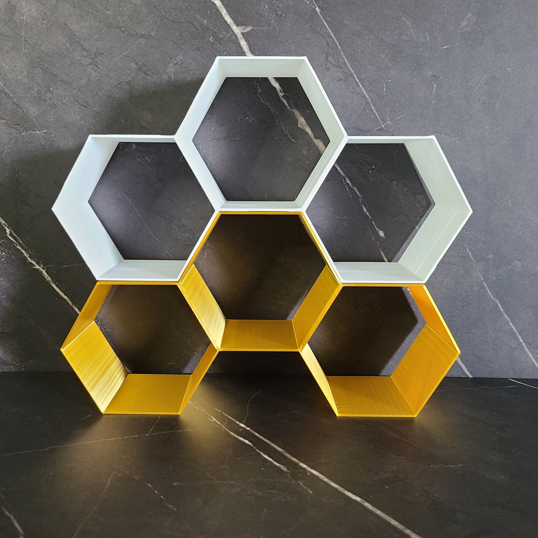 Honeycomb Display Shelf - 3D Printed Hexagonal Display Shelf - Rock and ...