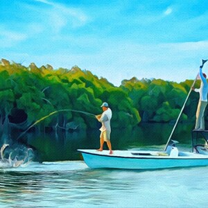SNOOK Fish Inshore Fine Art Canvas Giclee Print Florida Everglades ...