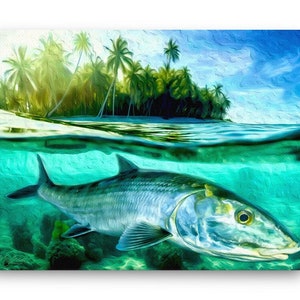 BONEFISH Tropical Fish Fine Art Canvas Giclee Print - Florida ...