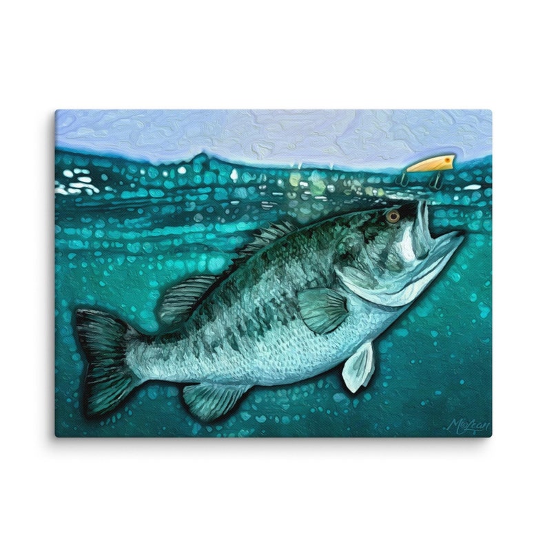 LARGEMOUTH BASS Fish Fine Art Canvas Giclee Print - Florida Everglades ...