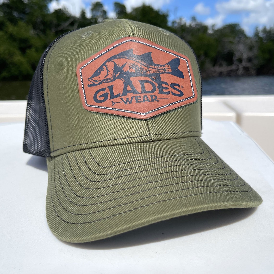 SNOOK Genuine Leather Patch Mesh Snap Back Trucker Hat for Men Women ...