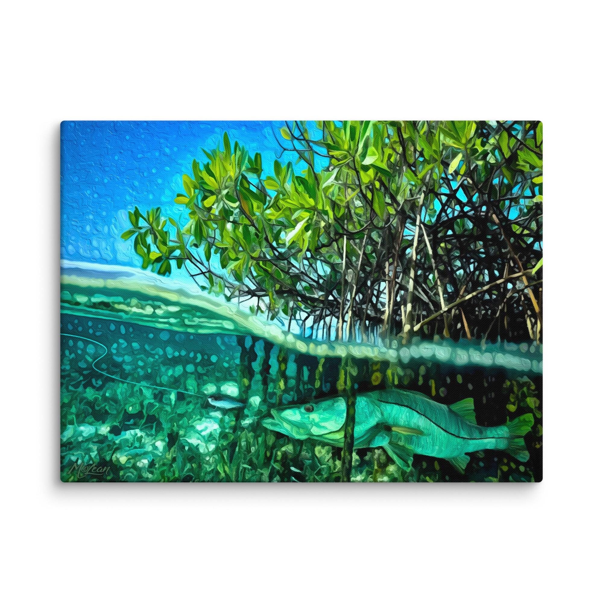 SNOOK Fish Inshore Fine Art Canvas Giclee Print - Florida Everglades ...