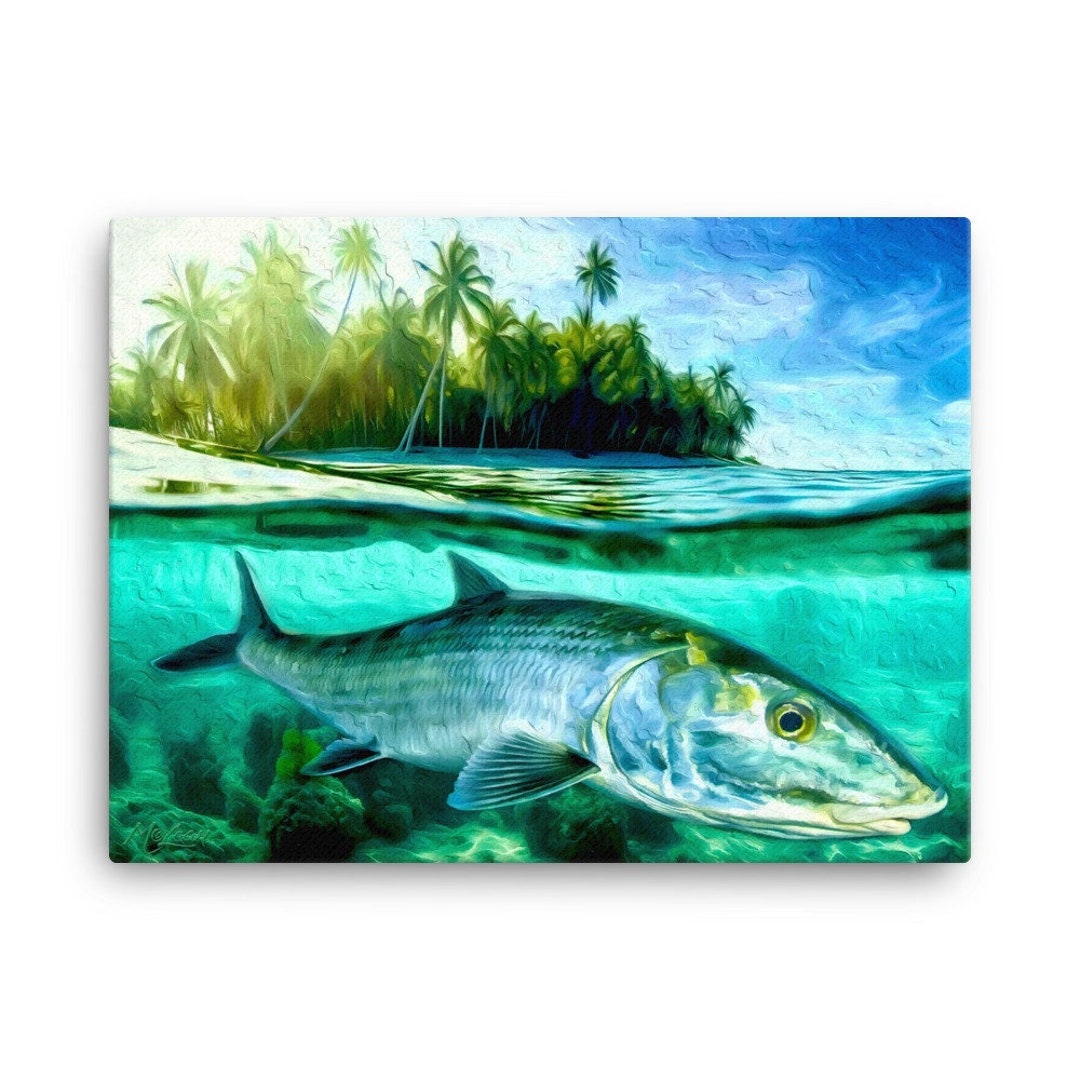 BONEFISH Tropical Fish Fine Art Canvas Giclee Print - Florida ...