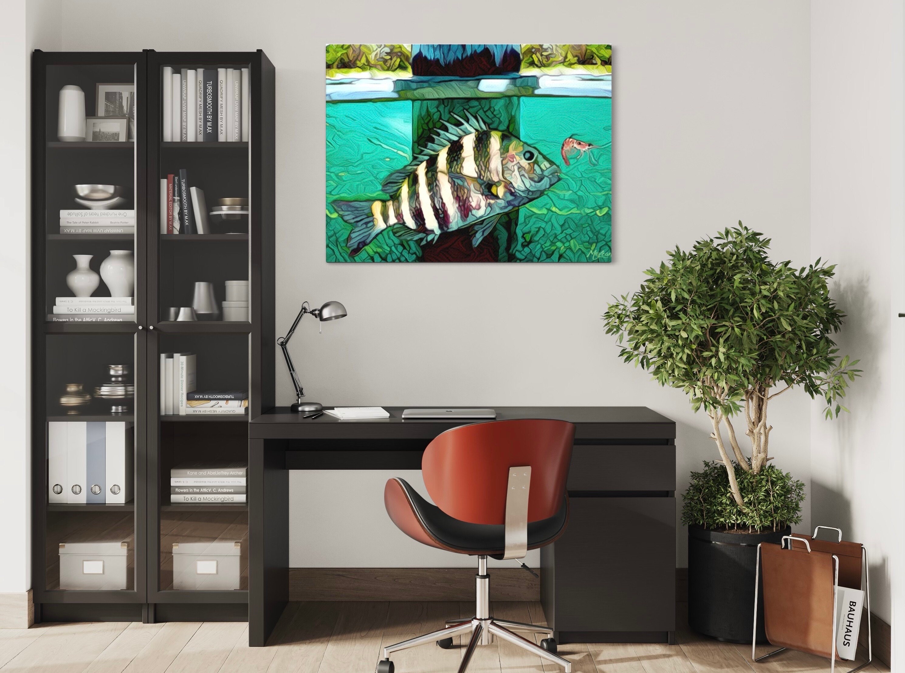 SHEEPSHEAD Ocean Fish Wall Art Print Fishing Wildlife Gifts for Men ...