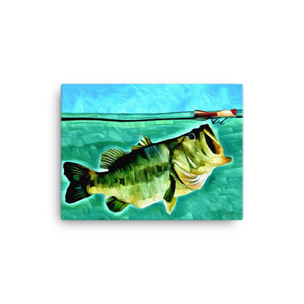 LARGEMOUTH BASS Fish Fine Art Canvas Giclee Print Florida Everglades ...