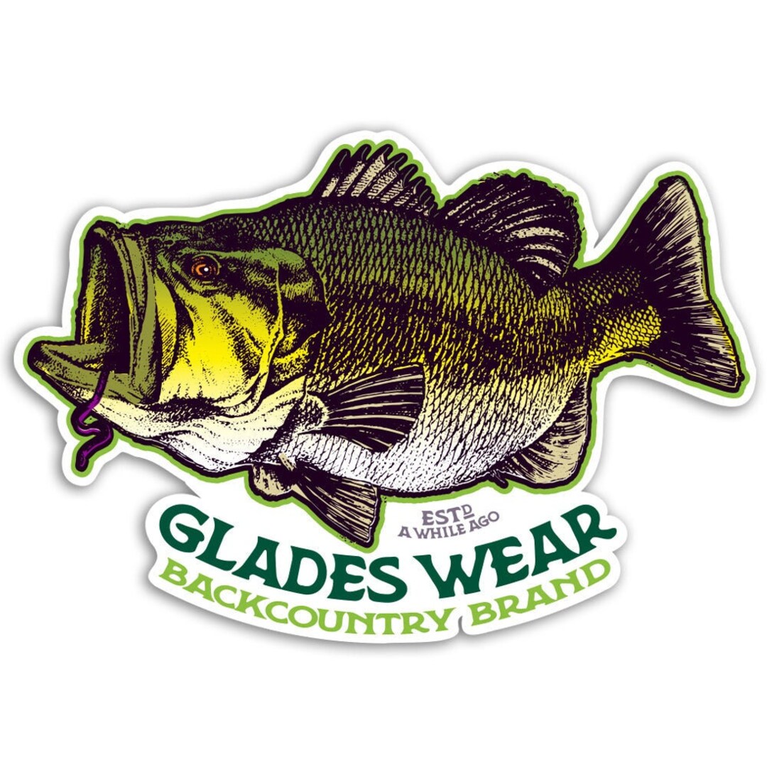 LARGEMOUTH BASS Fish Art Vinyl Sticker Decal - Freshwater Fishing Gifts ...