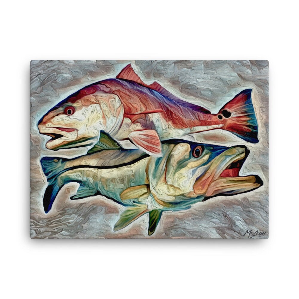SNOOK REDFISH (red Drum) Inshore Fine Art Canvas Giclee Print - Florida ...
