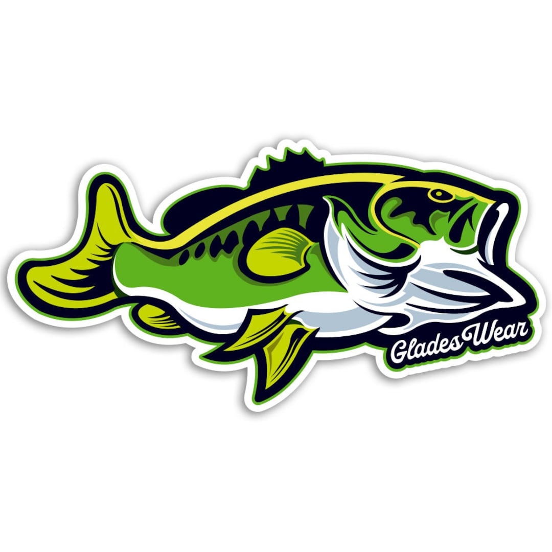 LARGEMOUTH BASS Fish Art Vinyl Sticker Decal - Freshwater Fishing Gifts ...