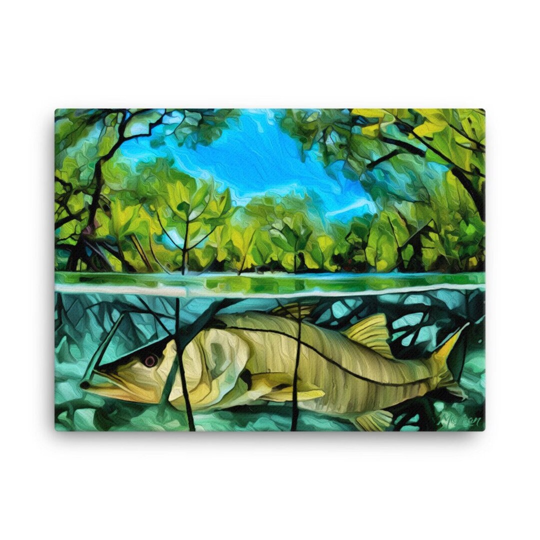 SNOOK Fish Inshore Fine Art Canvas Giclee Print - Florida Everglades ...