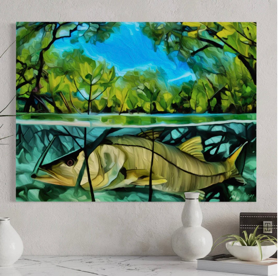 SNOOK Fish Inshore Fine Art Canvas Giclee Print - Florida Everglades ...