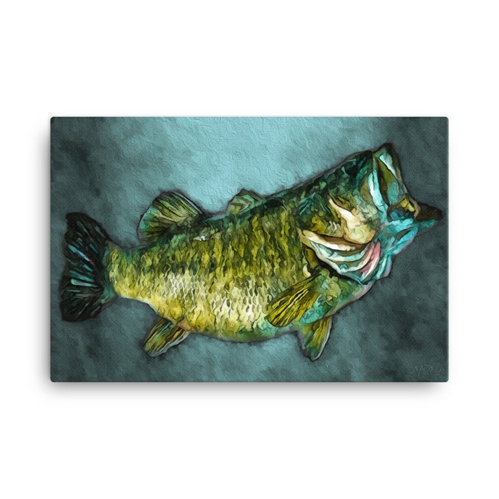 LARGEMOUTH BASS Freshwater Fish Wall Art Print Fishing Wildlife Gifts ...