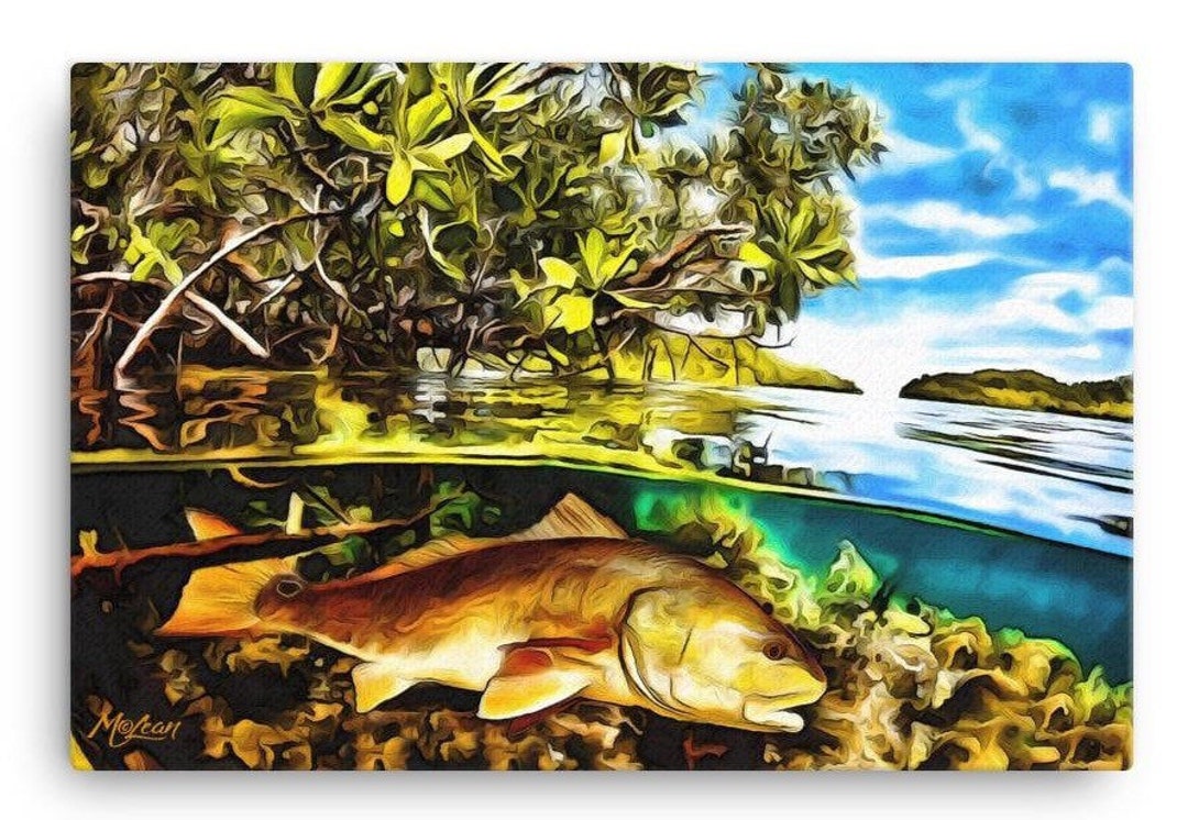 REDFISH red Drum Inshore Fine Art Canvas Giclee Print Florida ...