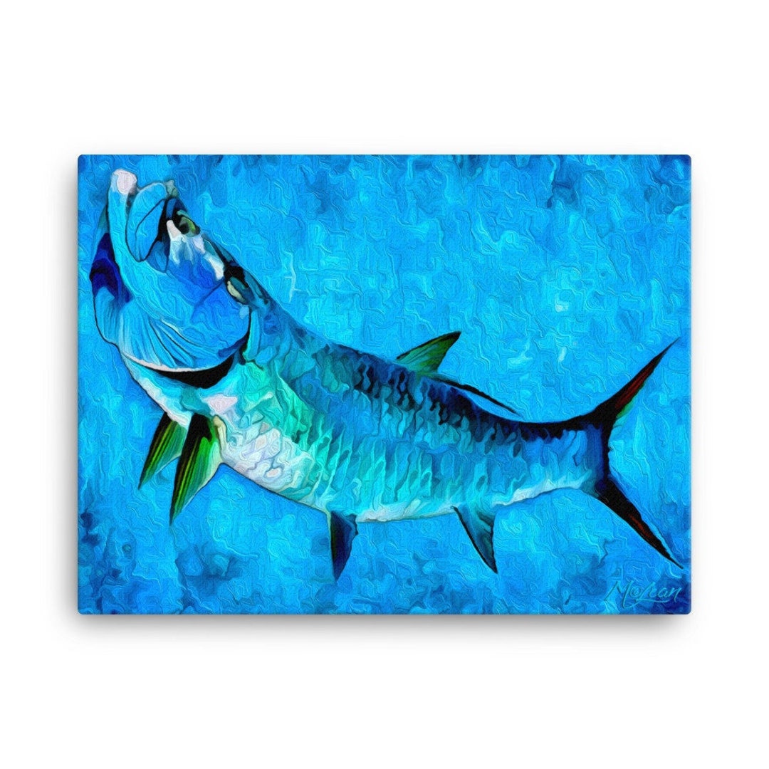 TARPON Fish Inshore Fine Art Canvas Giclee Print Florida Everglades ...
