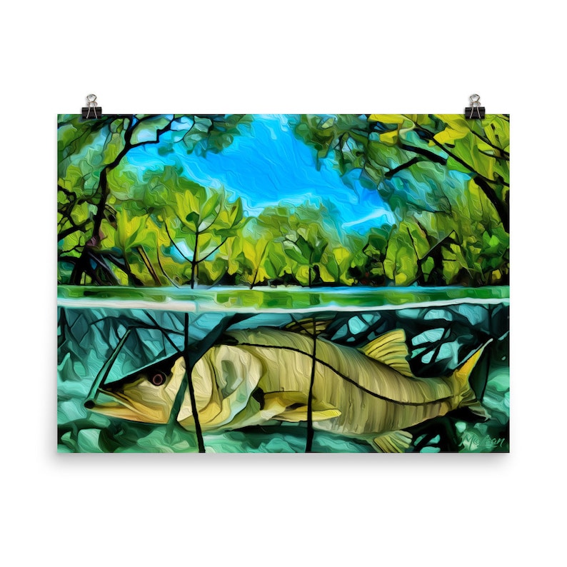 SNOOK Fish Inshore Fine Art Canvas Giclee Print - Florida Everglades ...